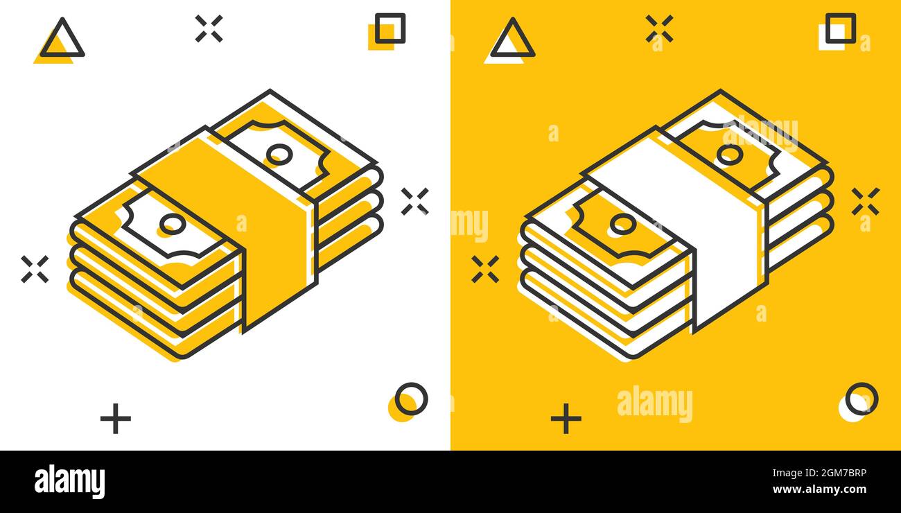 Money stack icon in comic style. Exchange cash cartoon vector ...