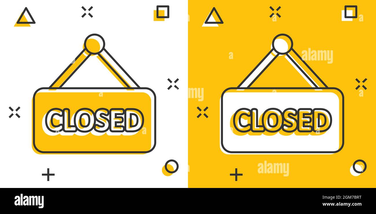 Closed sign icon in comic style. Accessibility cartoon vector ...