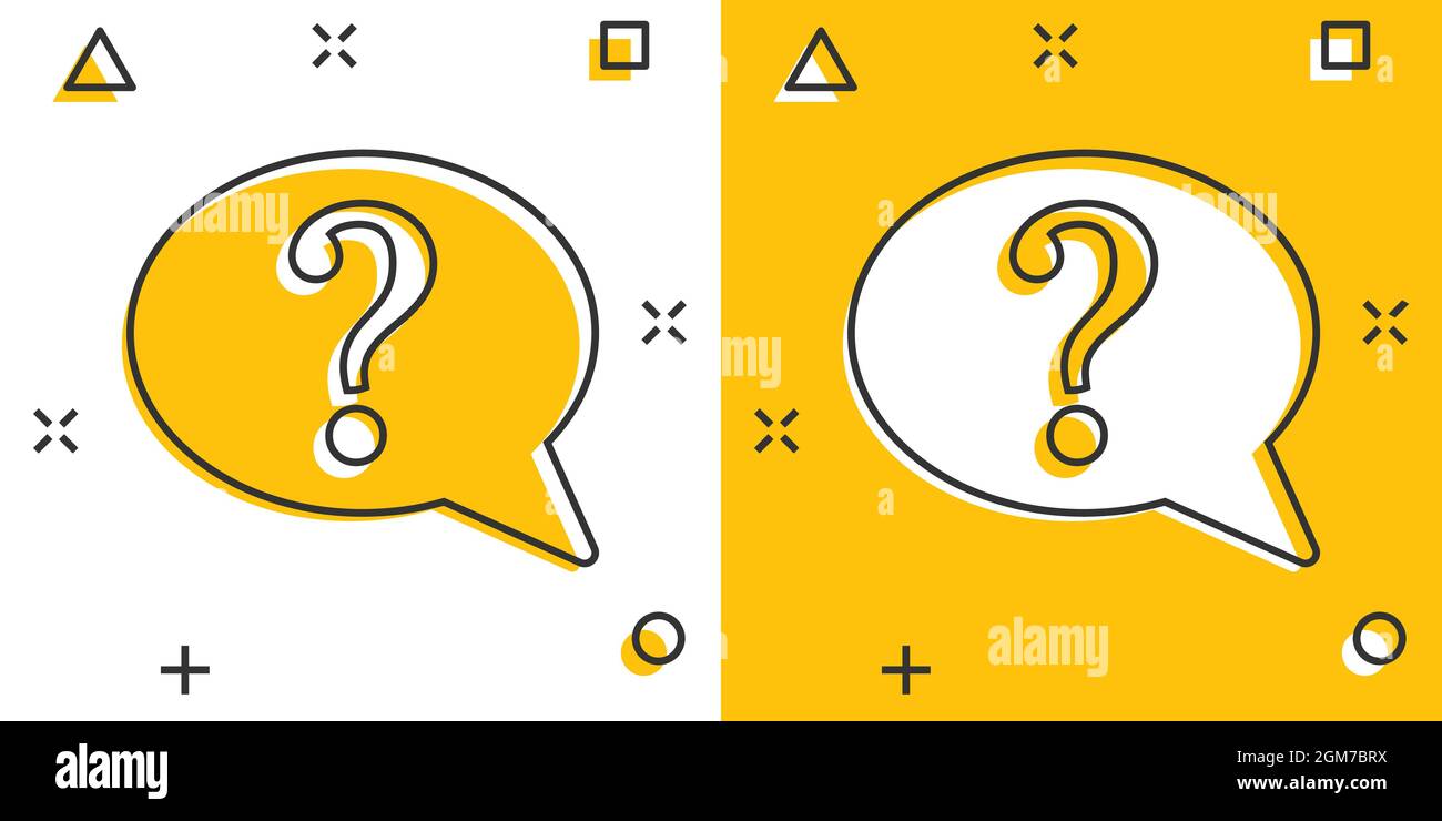Question mark icon in comic style. Discussion speech bubble cartoon ...
