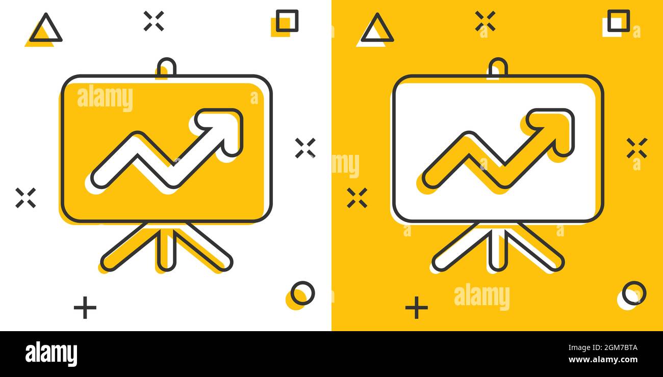 Growth diagram icon in comic style. Finance chart cartoon vector ...