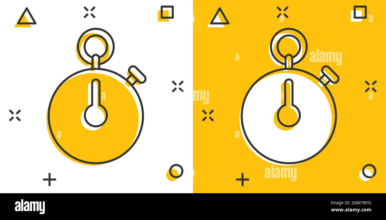 Clock icon in comic style. Watch cartoon vector illustration on white isolated background. Timer ...