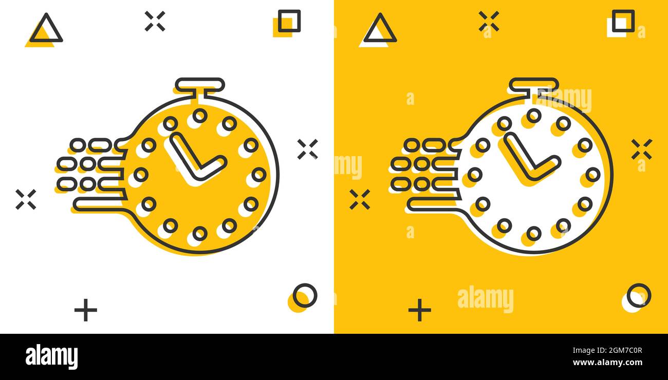 Clock icon in comic style. Watch cartoon vector illustration on white ...