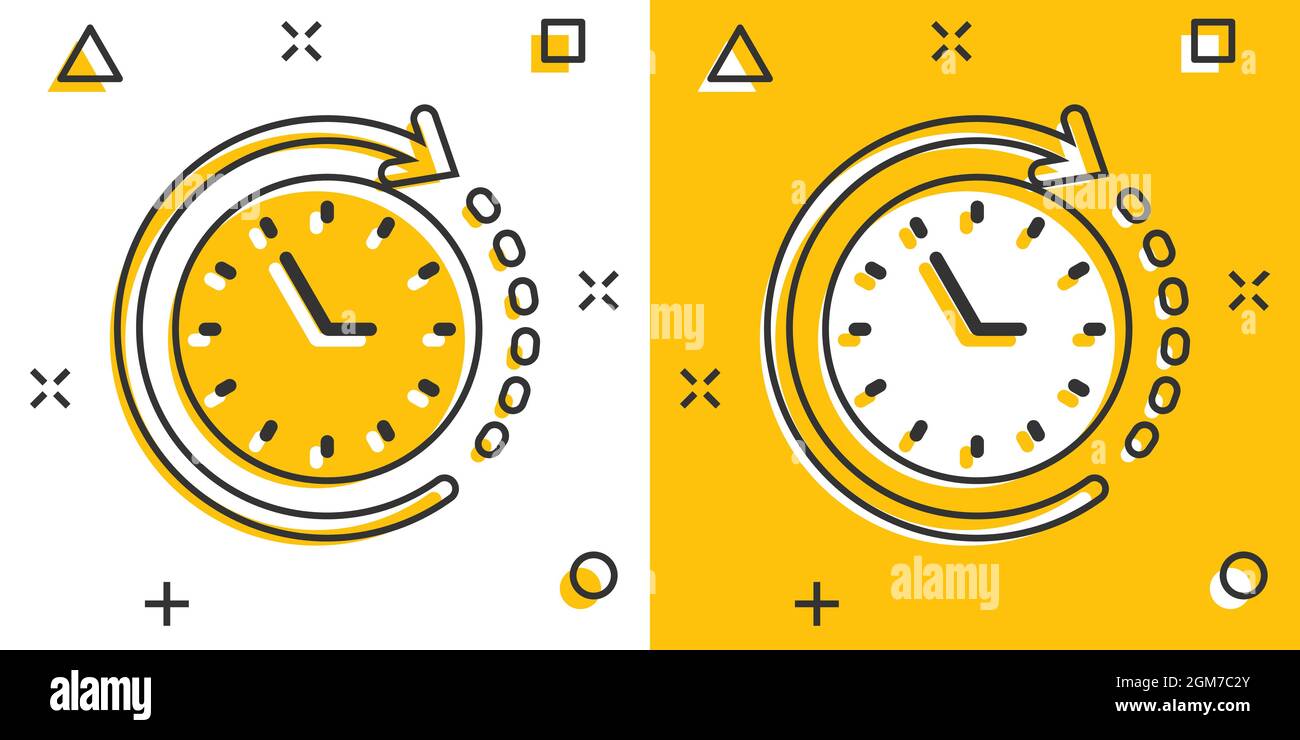 Clock icon in comic style. Watch cartoon vector illustration on white ...