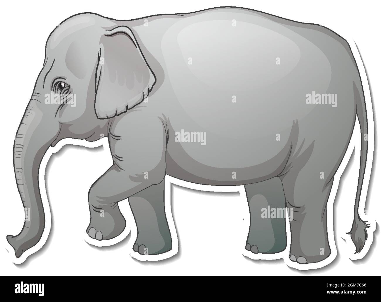 A sticker template of elephant cartoon character illustration Stock ...