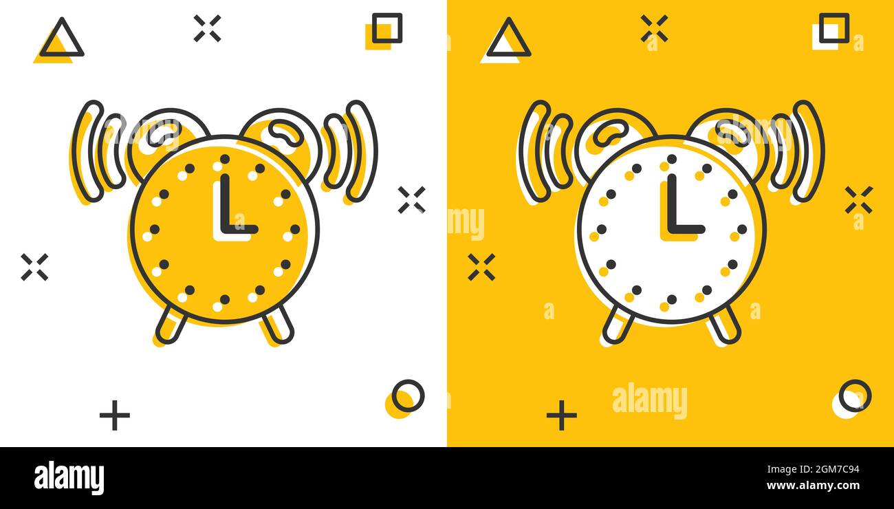 Clock icon in comic style. Watch cartoon vector illustration on white ...