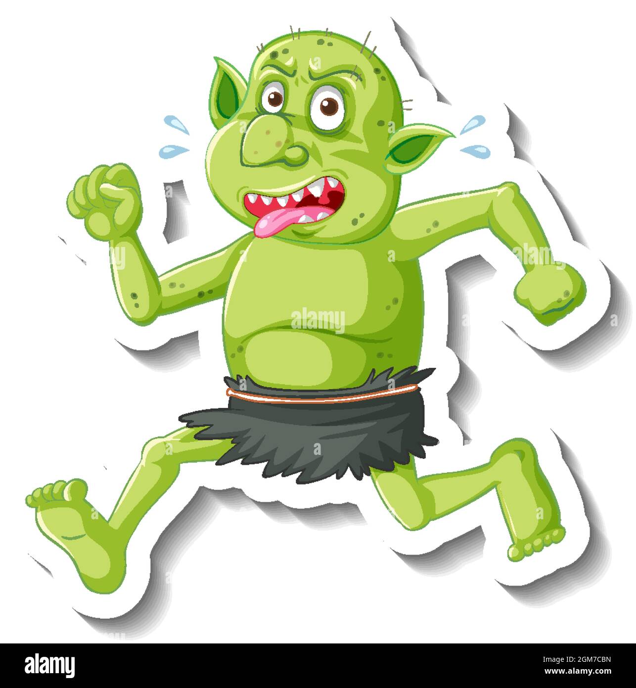 Green goblin or troll cartoon character sticker illustration Stock ...