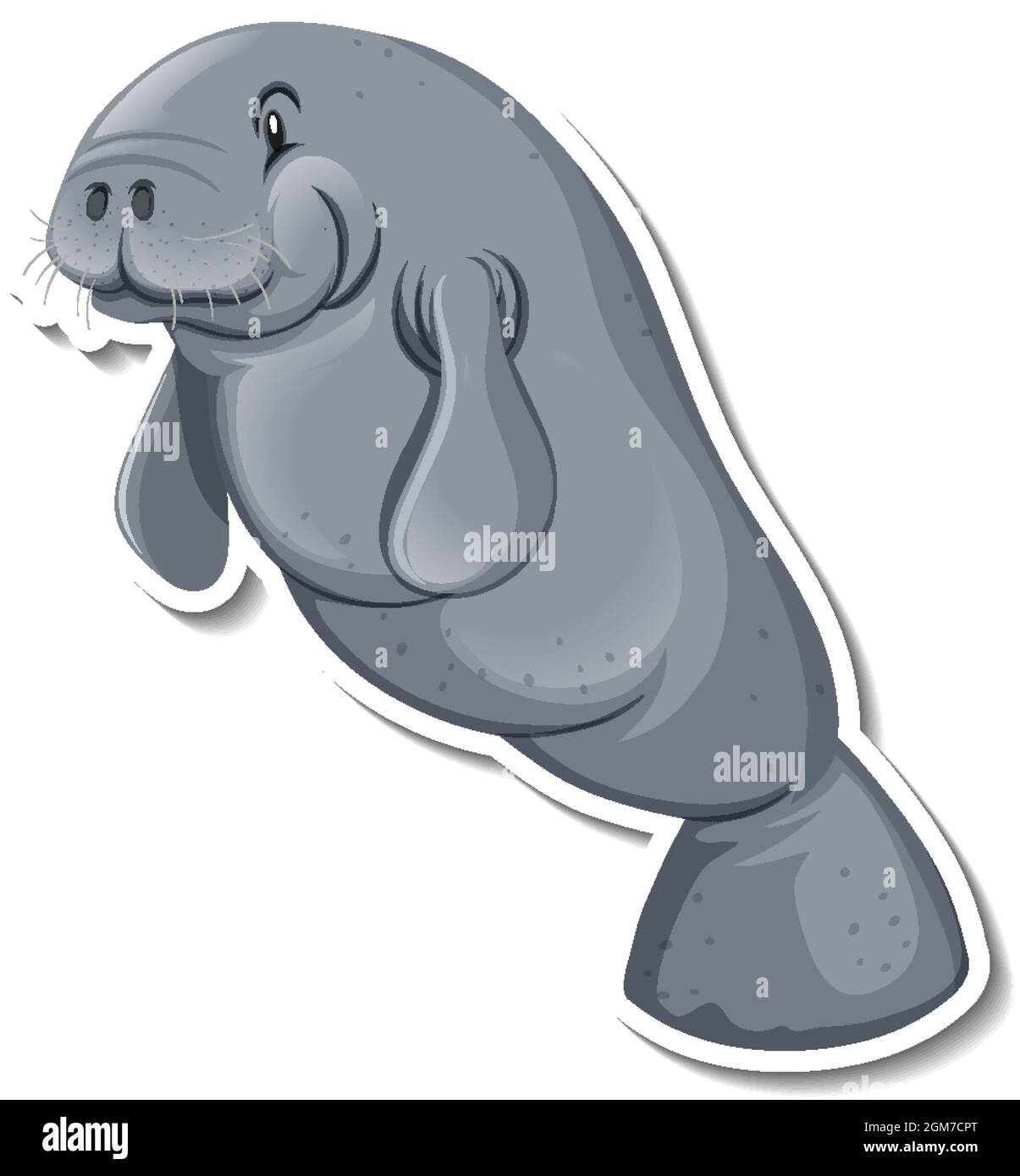 A sticker template of manatee cartoon character illustration Stock ...