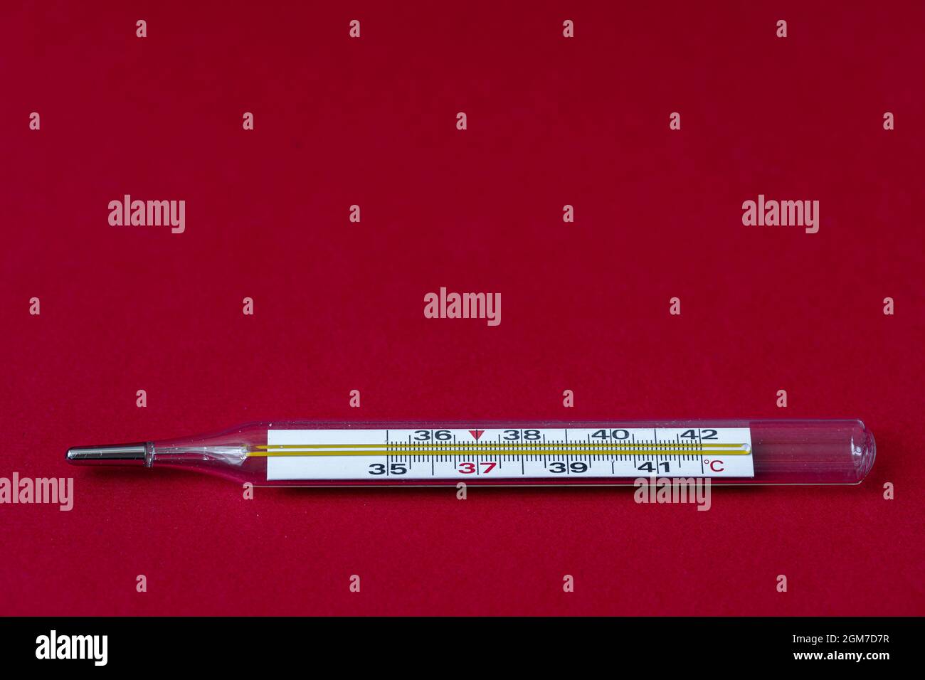 Thermometer on red background hi-res stock photography and images - Alamy