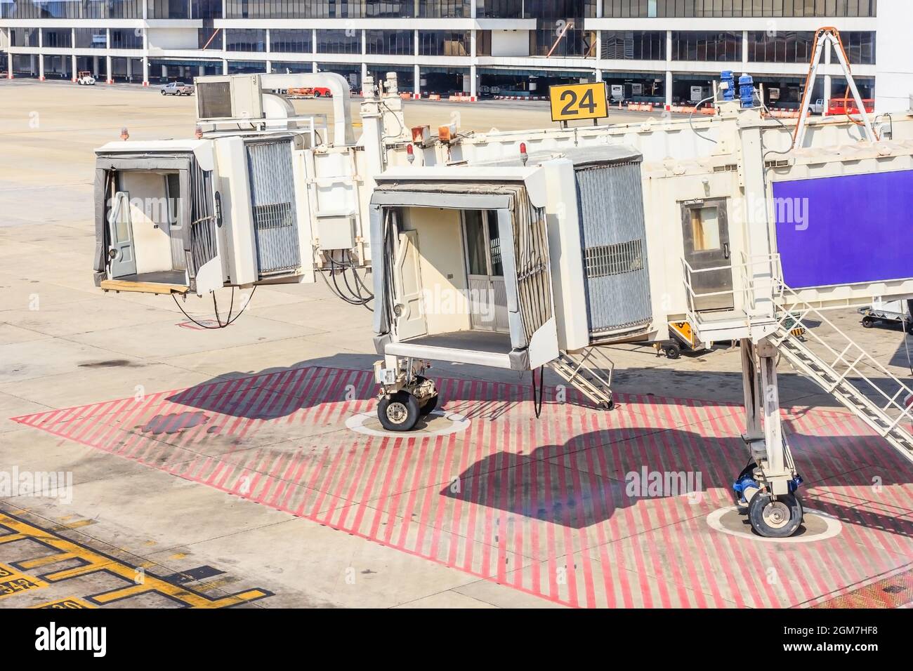airplane Bridge in airport for passengers boarding or Jetway waiting ...