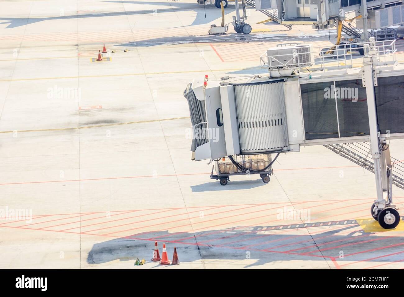 airplane Bridge in airport for passengers boarding or Jetway waiting ...