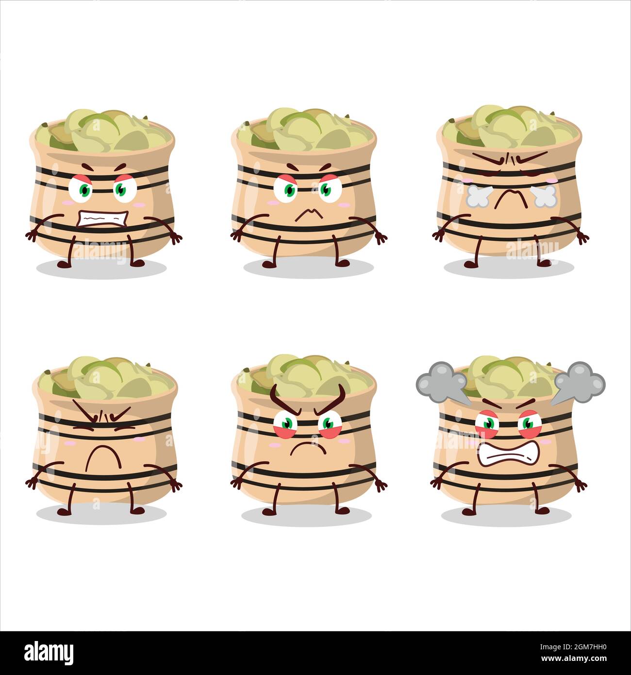 Green cardamon cartoon character with various angry expressions. Vector ...