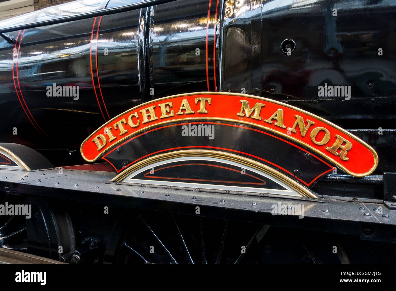GWR locomotive Ditcheat Manor on display Swindon shopping mall. England ...