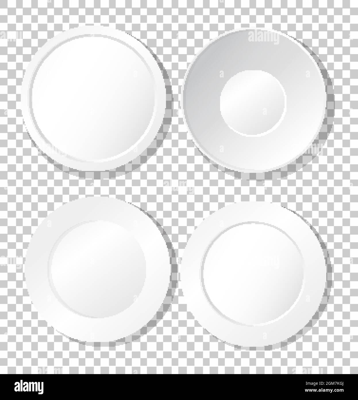 Set of white plain plate top view illustration Stock Vector Image & Art ...