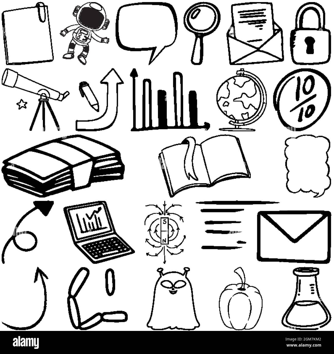 Set of item and symbol hand drawn doodle illustration Stock Vector ...