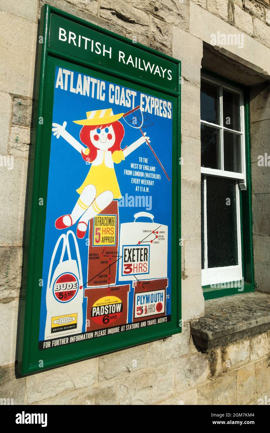 Adverts for travel. 1950s 1960s Corfe Heritage Railway station ...