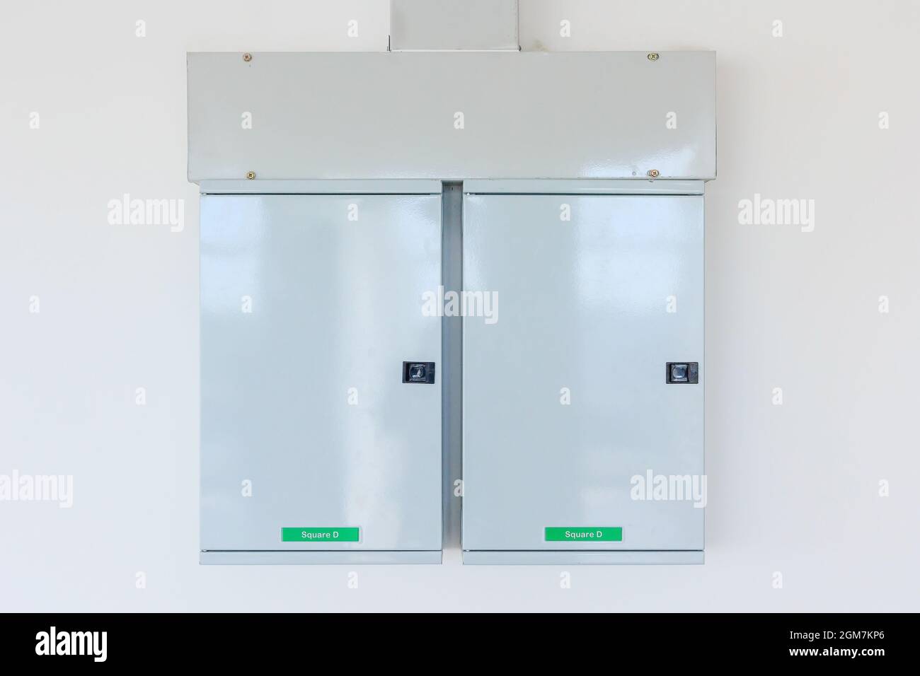 electricity control box with sign on the wall. electrical cabinet with ...