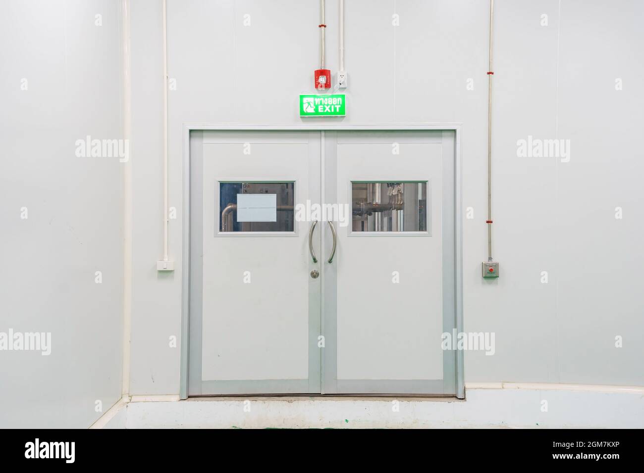 emergency fire exit door white clean new fire extinguisher fire alarm ...