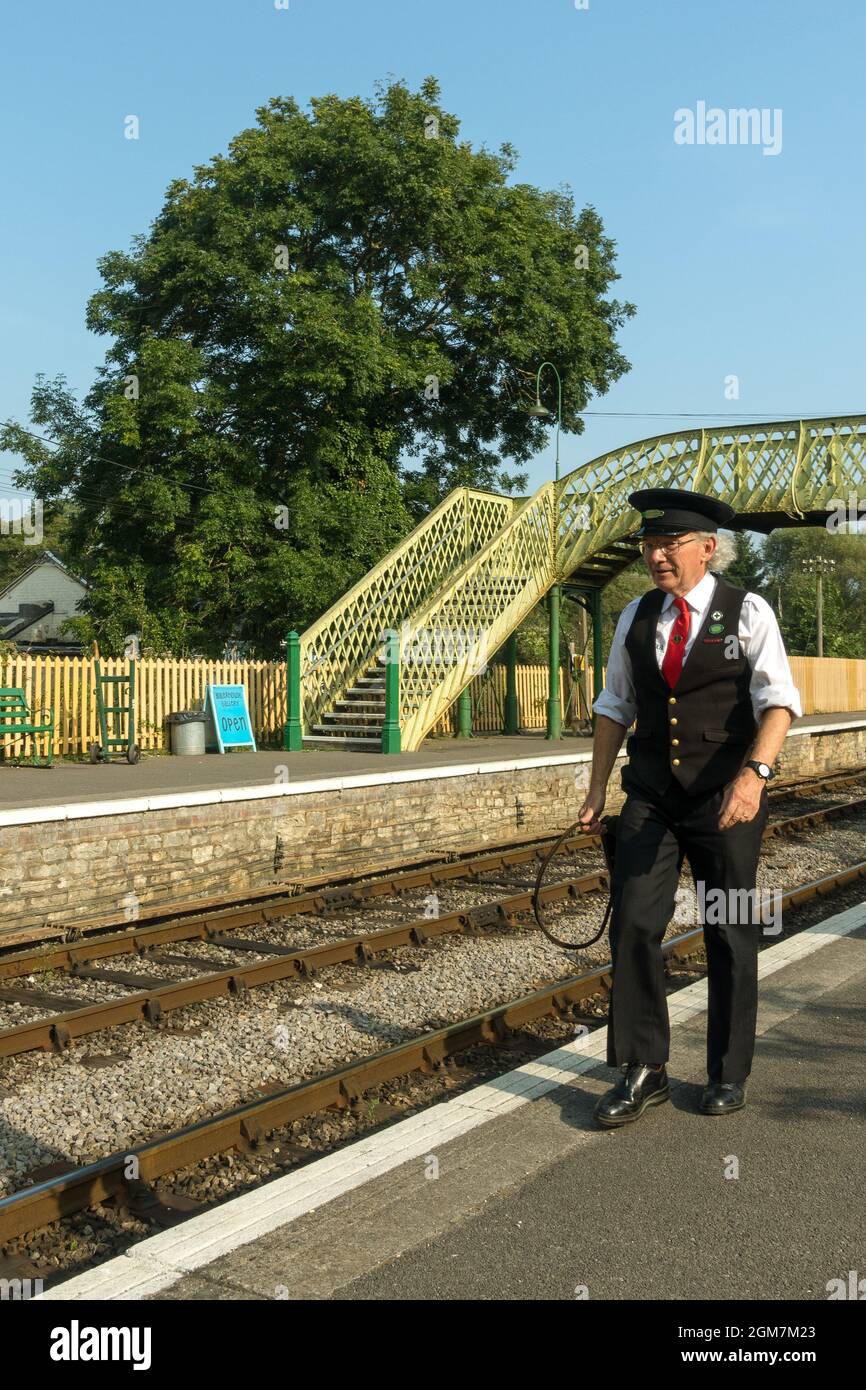 Station staff at Corfe castle station. England UK Stock Photo - Alamy