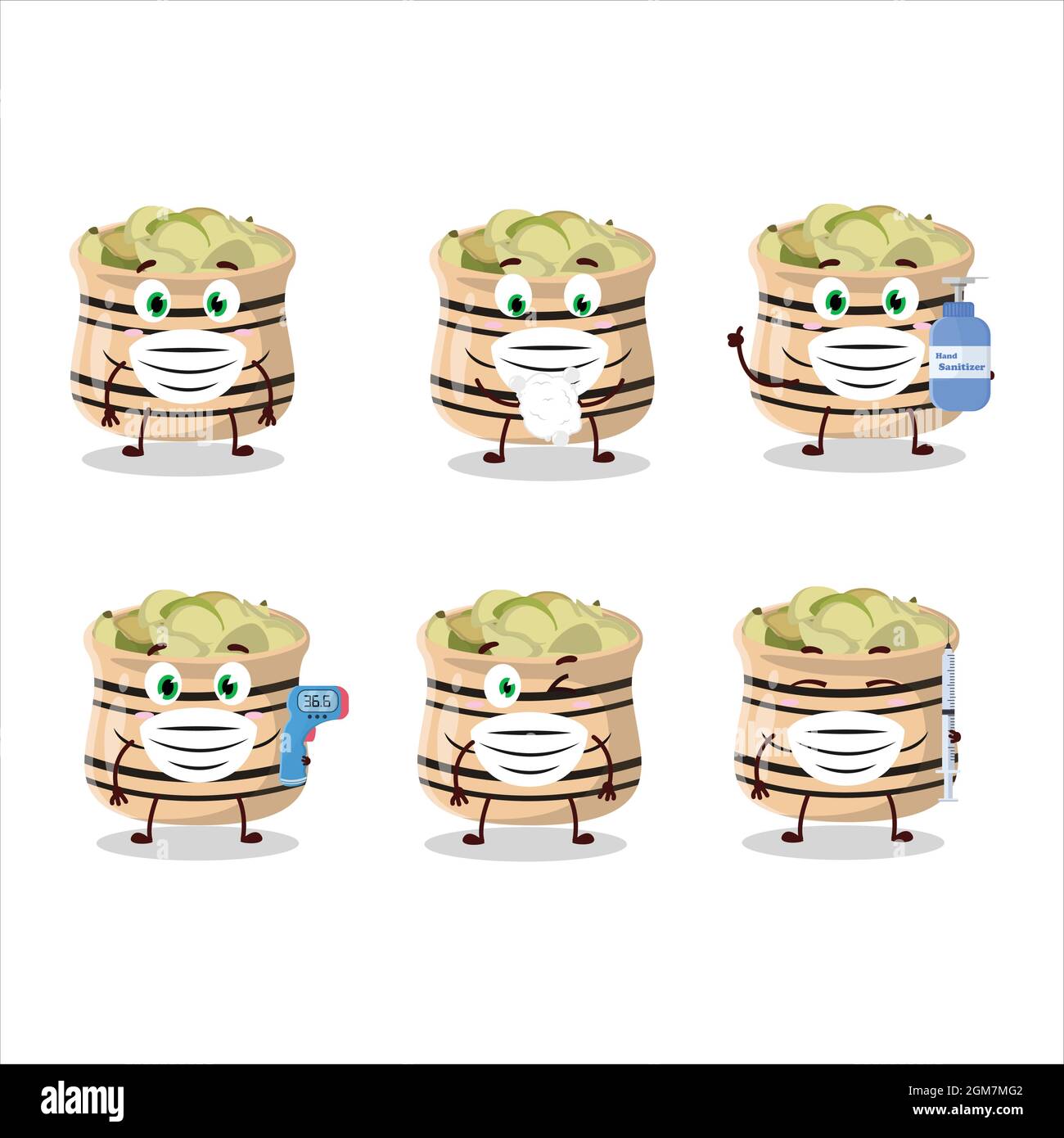 A picture of green cardamon cartoon design style keep staying healthy ...