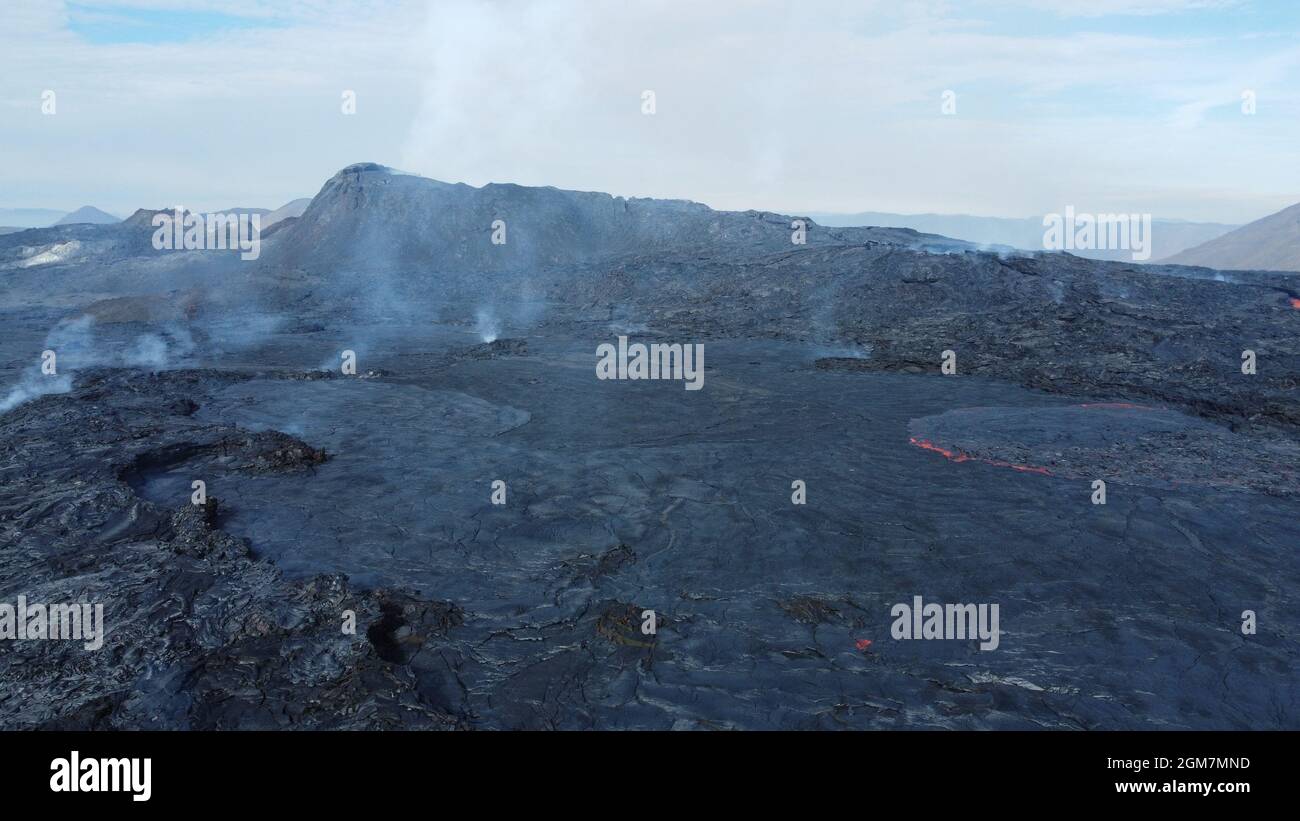 Drone footage of the eruption at Geldingadalir Stock Photo - Alamy