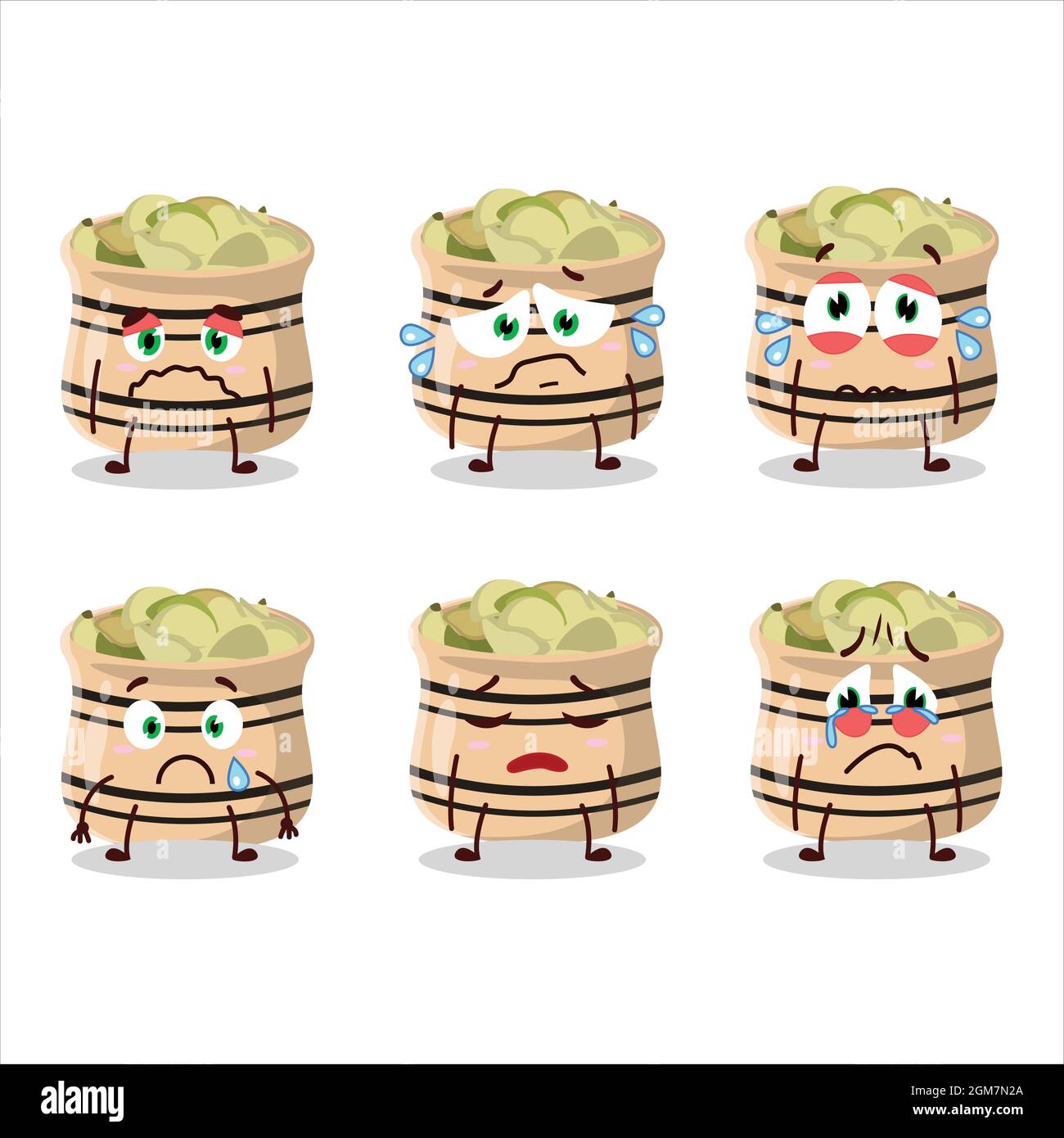 Green cardamon cartoon character with sad expression. Vector ...