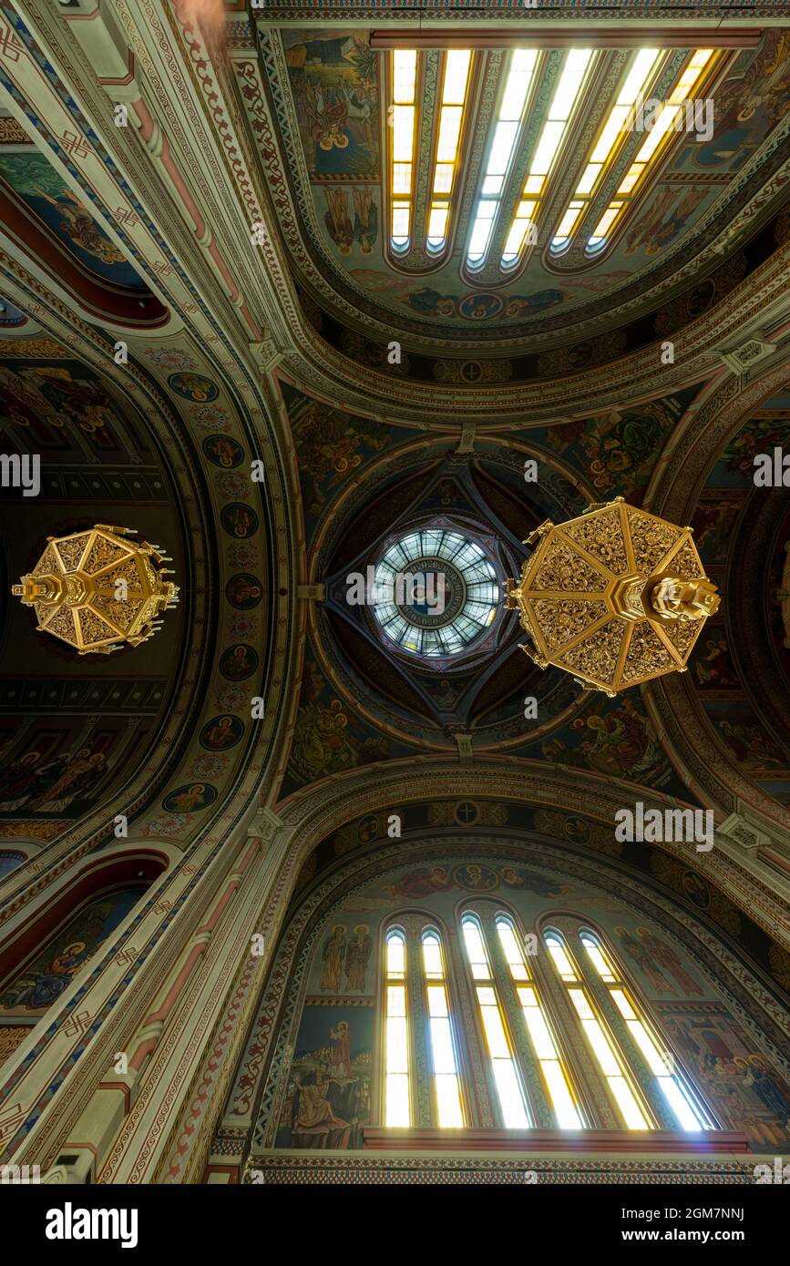 Romanian cathedral ceilings with polychrome painting Stock Photo - Alamy