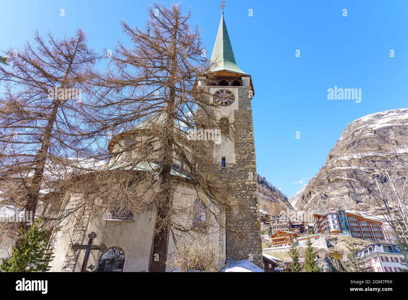 Zermatt church of st mauritius hi-res stock photography and images - Alamy