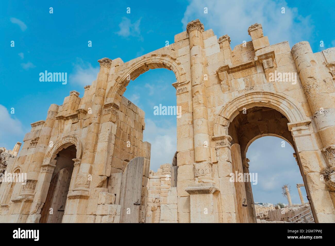 South gate of the Ancient Roman city of Gerasa, modern Jerash, Jordan ...