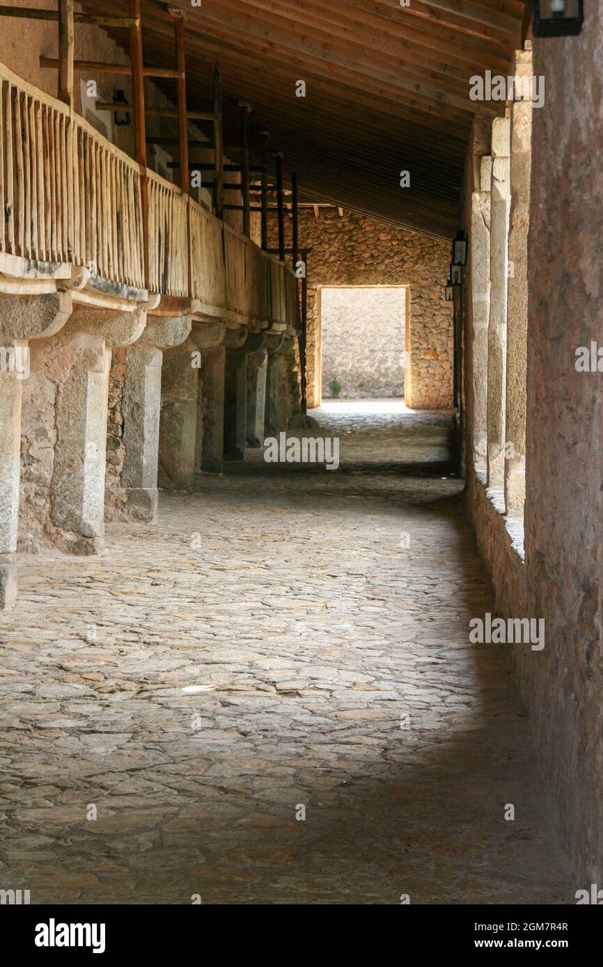 Vertical shot of a hall in the old monastery of Santuari de Lluc with ...
