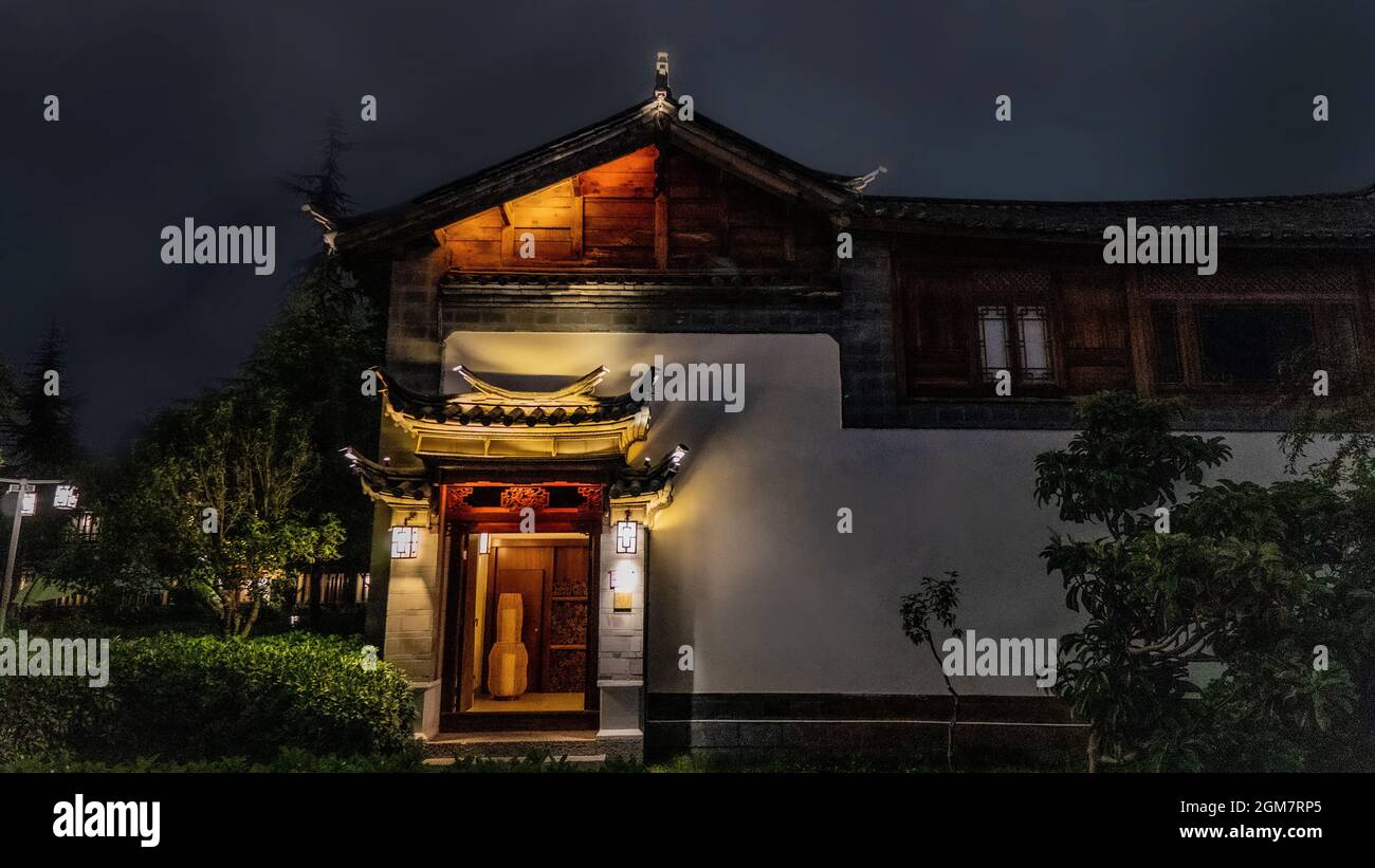Chinese building at night Stock Photo - Alamy