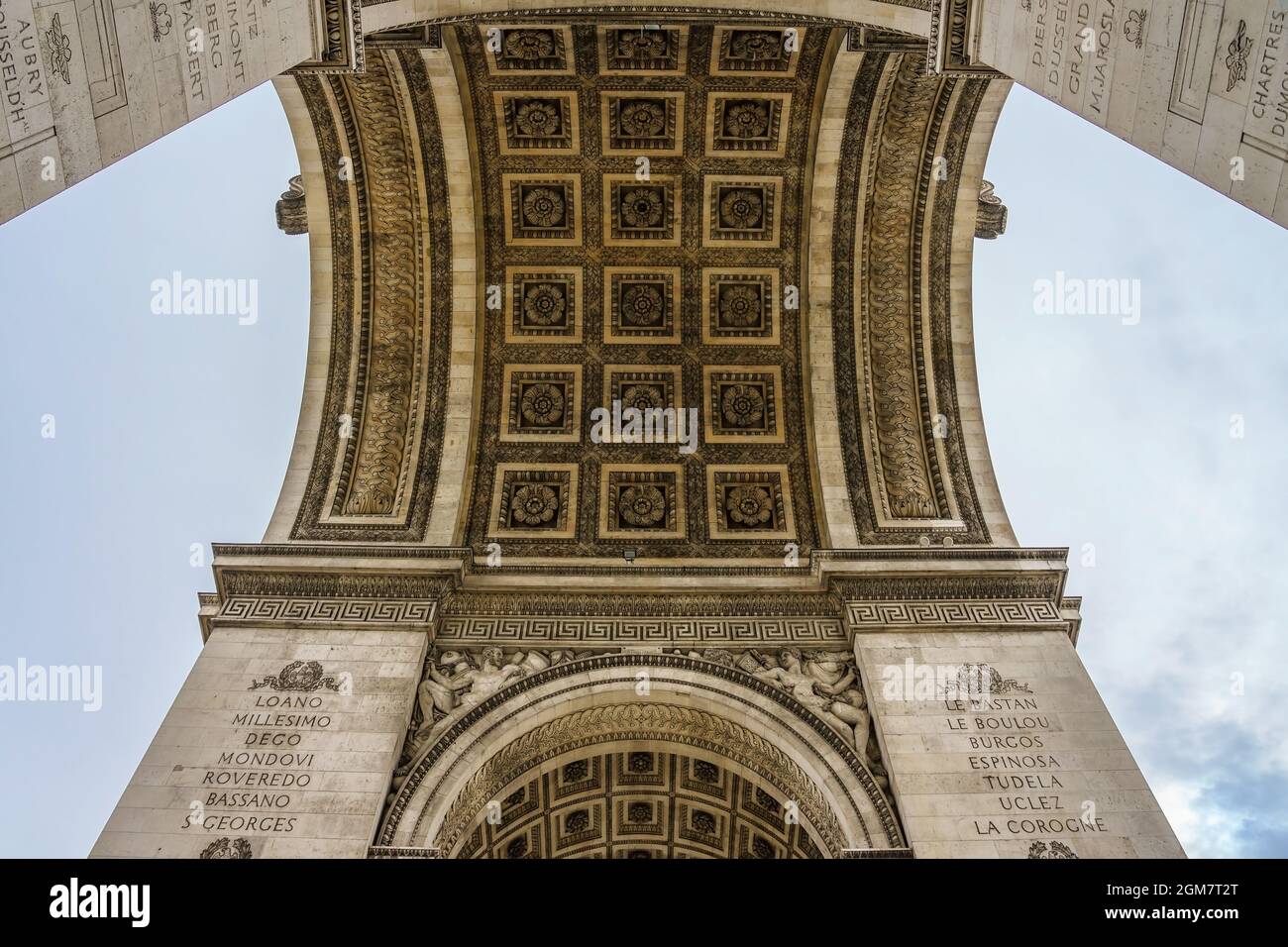 Paris Arc de Triomphe (Triumphal Arch) in Chaps Elysees at cloudy sky ...