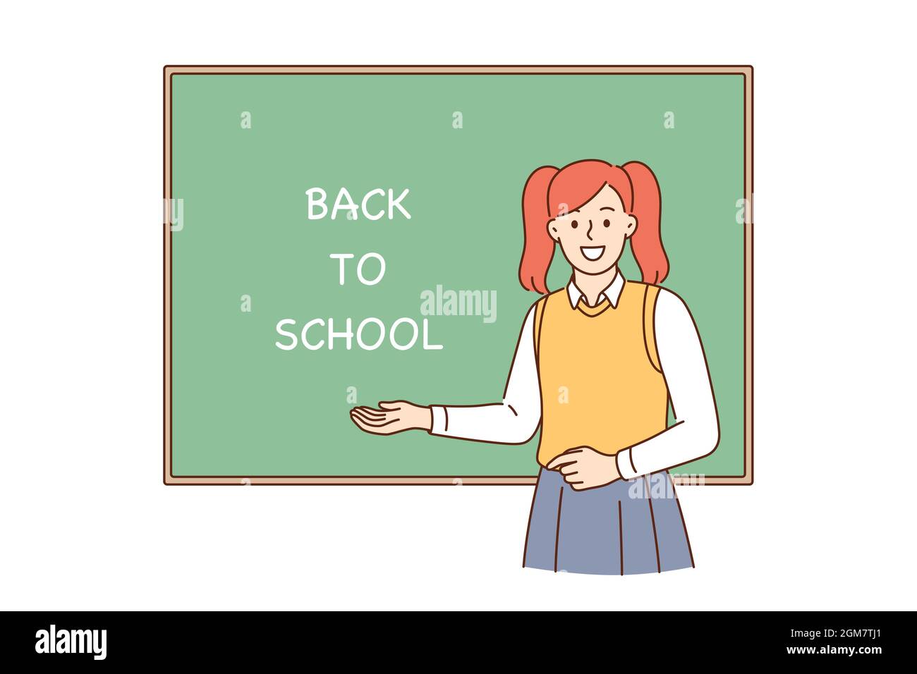 Back to school and learning concept. Young smiling girl pupil cartoon ...