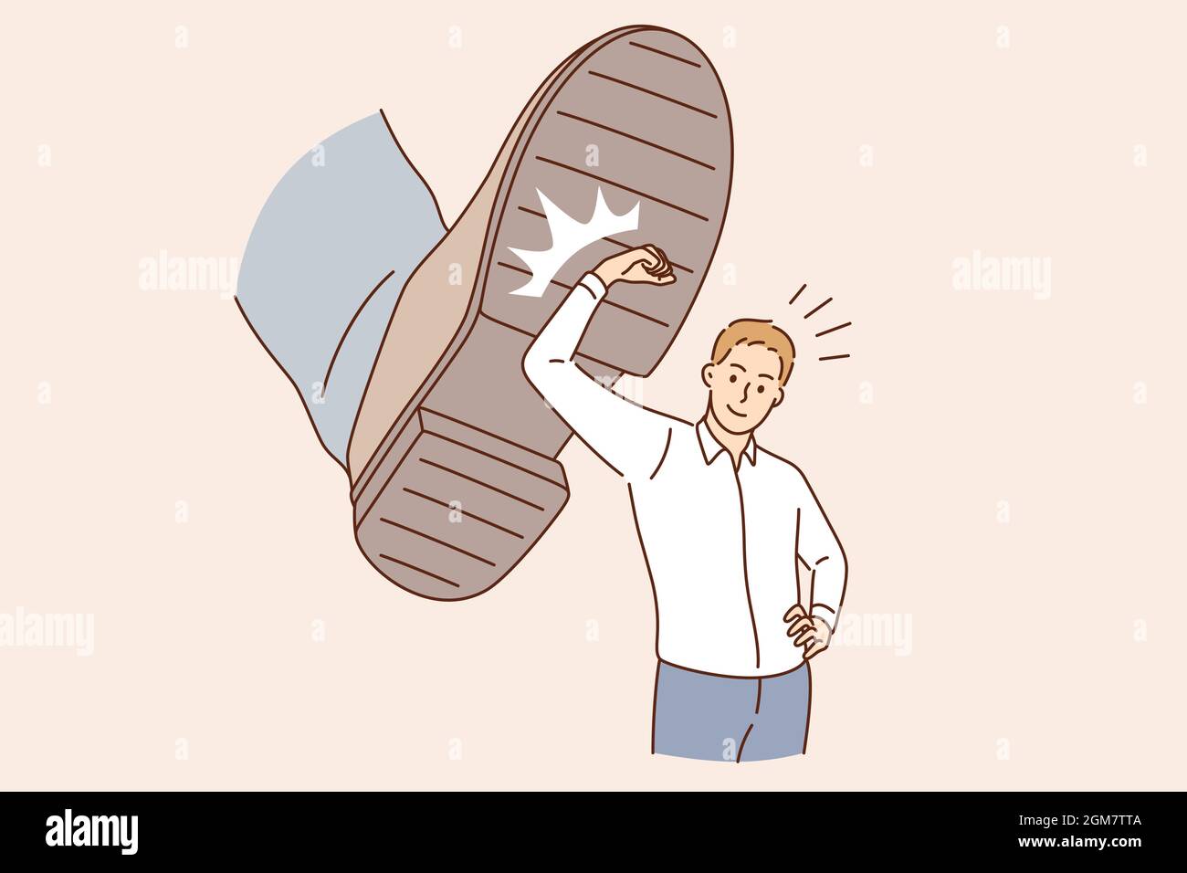 Business challenge and confidence concept. Young smiling businessman ...