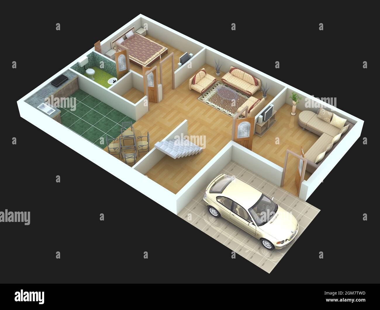 3D rendering illustration of a plan and layout of modern houses Stock ...