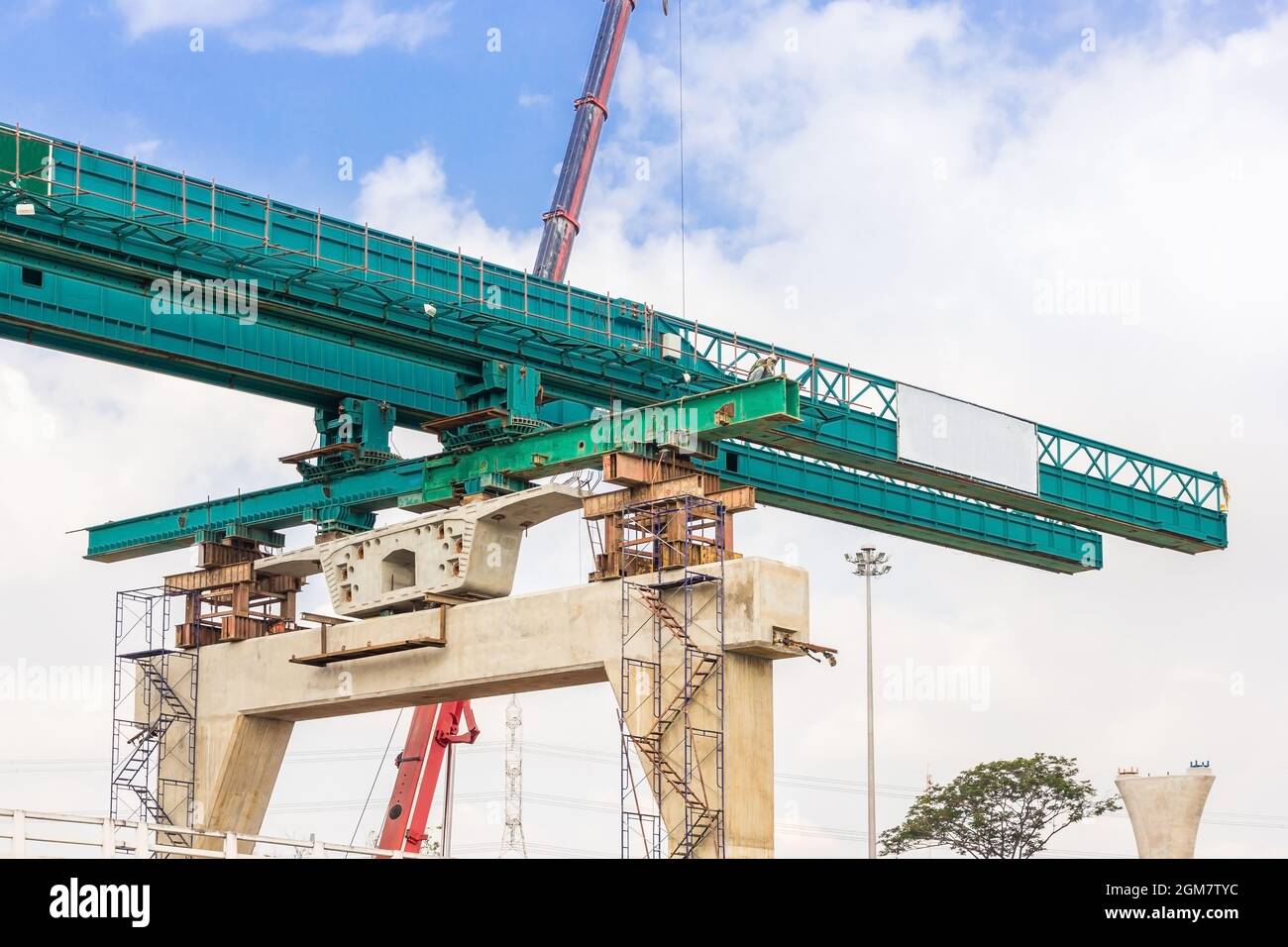 Construction of mass rail transit line in progress, construction bridge ...