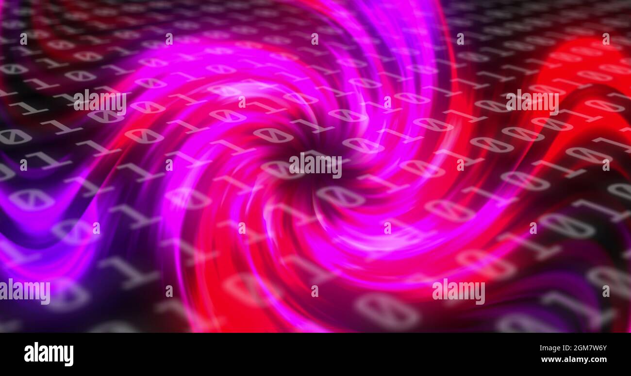 Image of binary coding over vibrant colour neon light trails Stock ...