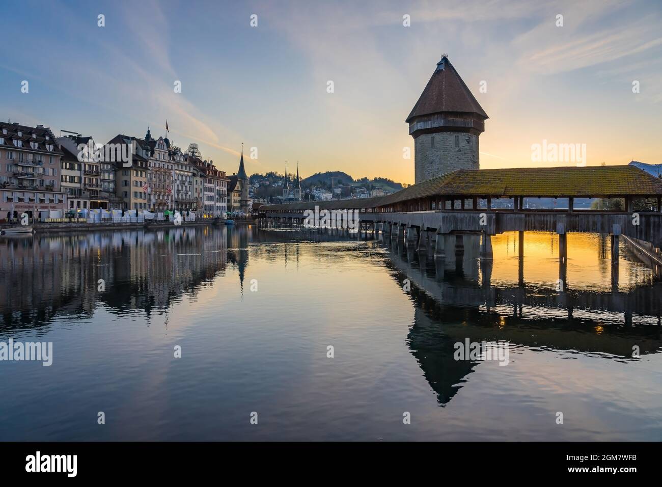 LUZERN,SWITZERLAND - APRIL 15, 2018: Panoramic view of city center of ...