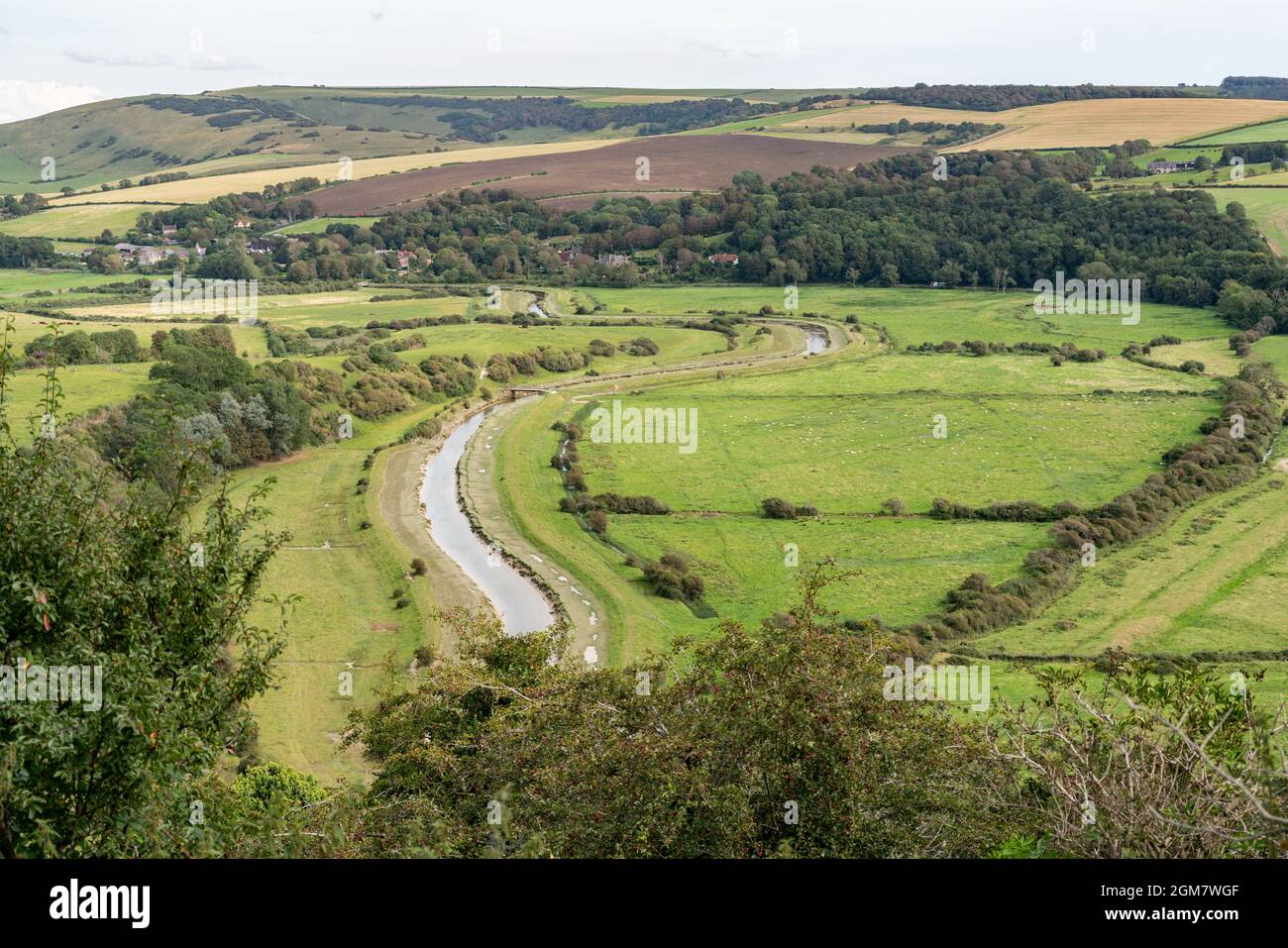 View of the Cuckmere river valley from High and Over viewpoint in ...
