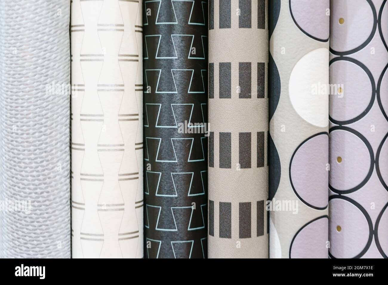 Colorful rolls of wallpaper as background Stock Photo - Alamy