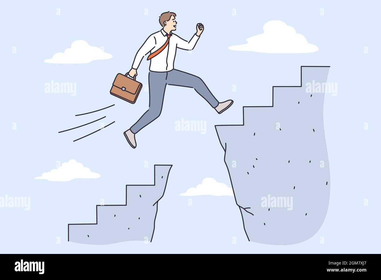 Business challenge and success concept. Young confident Businessman ...