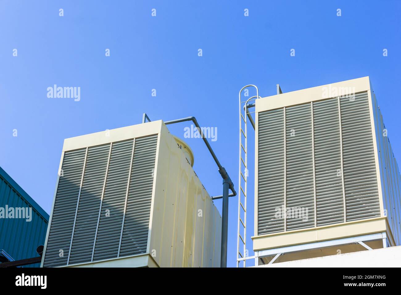 Industrial cooling towers or air cooled chillers on new building ...