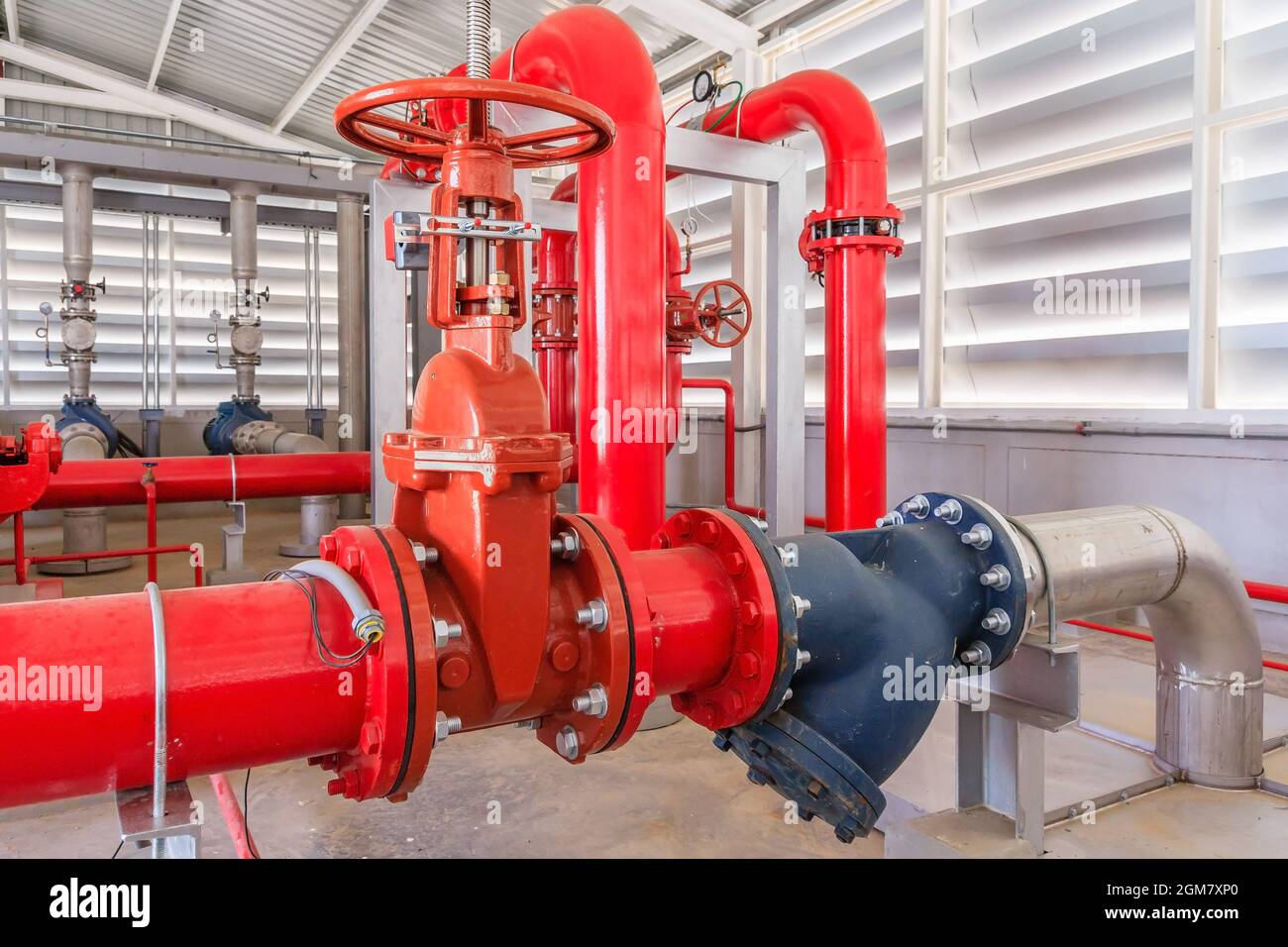 Industrial fire pump station for water sprinkler piping and fire alarm ...