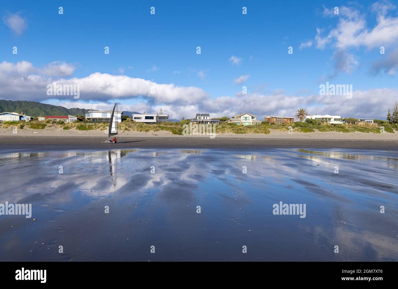 WAIKANAE BEACH, NEW ZEALAND - May 25, 2021: Waikanae Beach north of ...