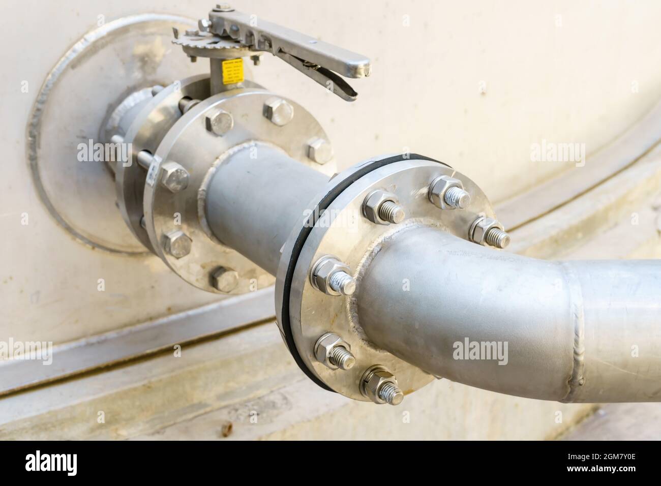 Flanges pipe with nuts and bolts. Pipeline for water tank industry ...