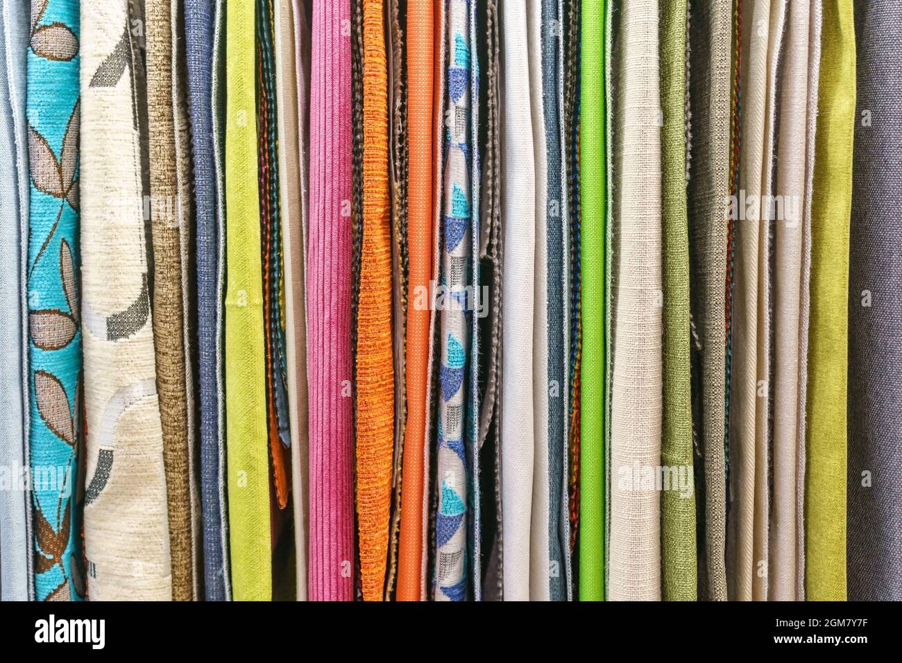 Multi color fabric texture samples as background Stock Photo - Alamy