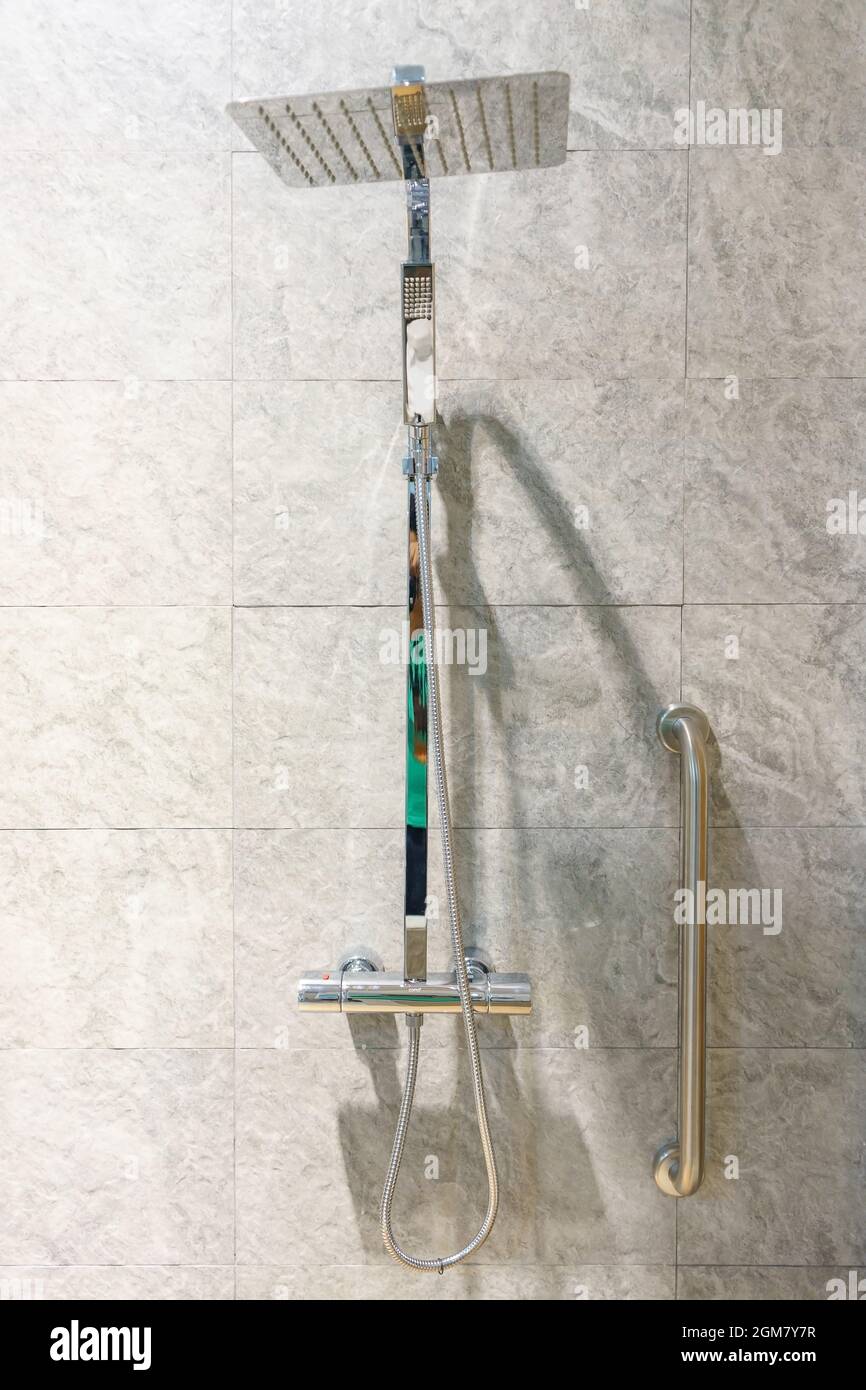 Interior of modern shower head in bathroom at home.Modern design of ...