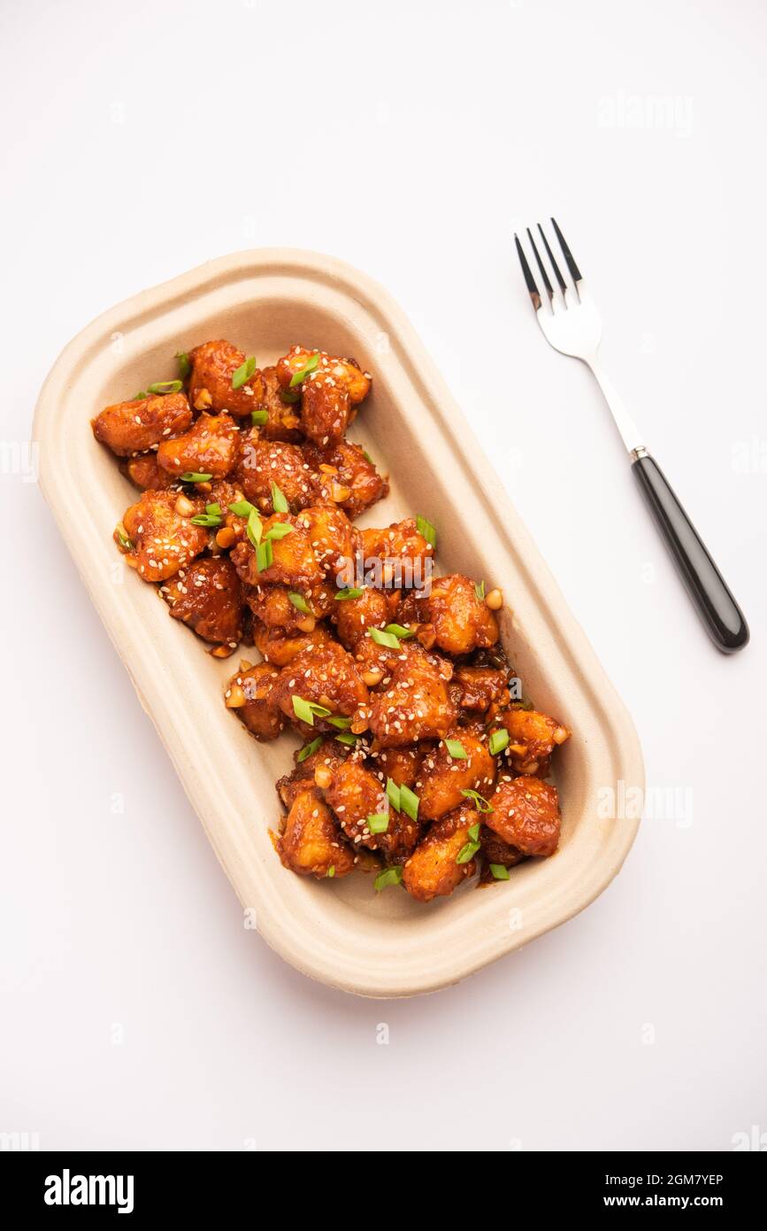 Chilli water chestnut, crispy Indo chinese starter or snacks made using ...