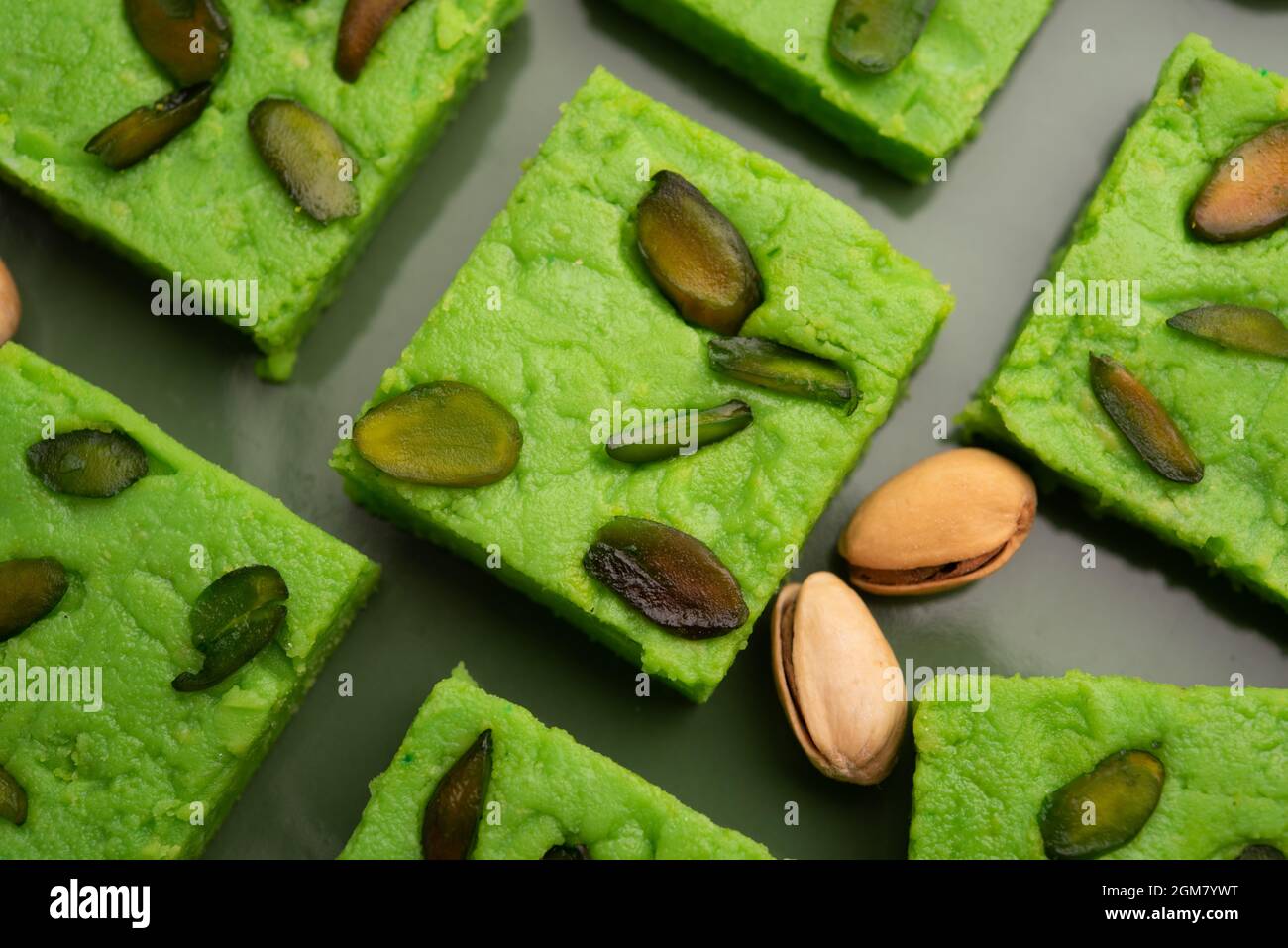 Pistachio Mava or khoa sweet otherwise called as pista Barfi, burfi ...