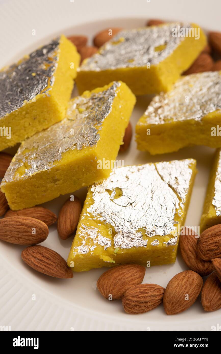Indian Sweet Food Badam Katli or Barfi Also Known As Almond Sweet burfi ...