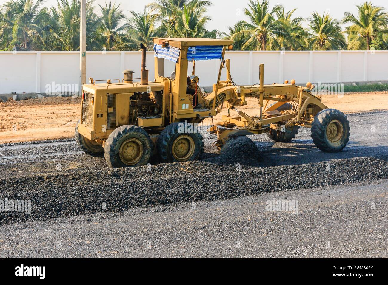 Grader Road Construction Grader industrial machine on construction of ...